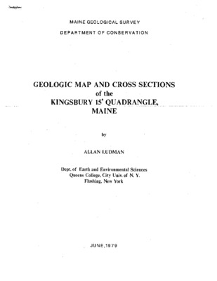 "Geologic map of the Kingsbury quadrangle, Maine" by Allan Ludman