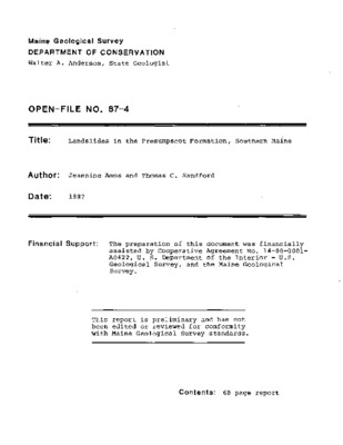 "Landslides in the Presumpscot Formation: An engineering study" by ...