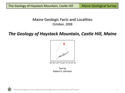 "The Geology of Haystack Mountain, Castle Hill, Maine" by Robert A ...