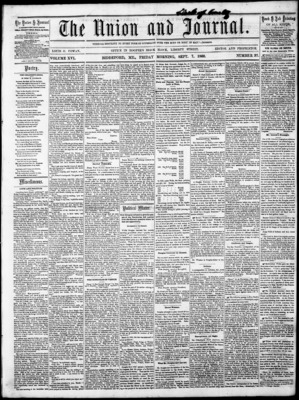 "The Union and Journal: Vol. 16, No. 37 - September 07,1860"